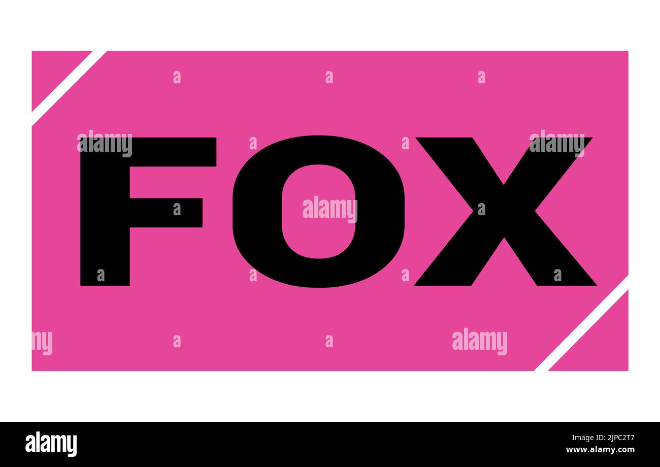 FOX text written on pink-black rectangle stamp sign Stock Photo - Alamy