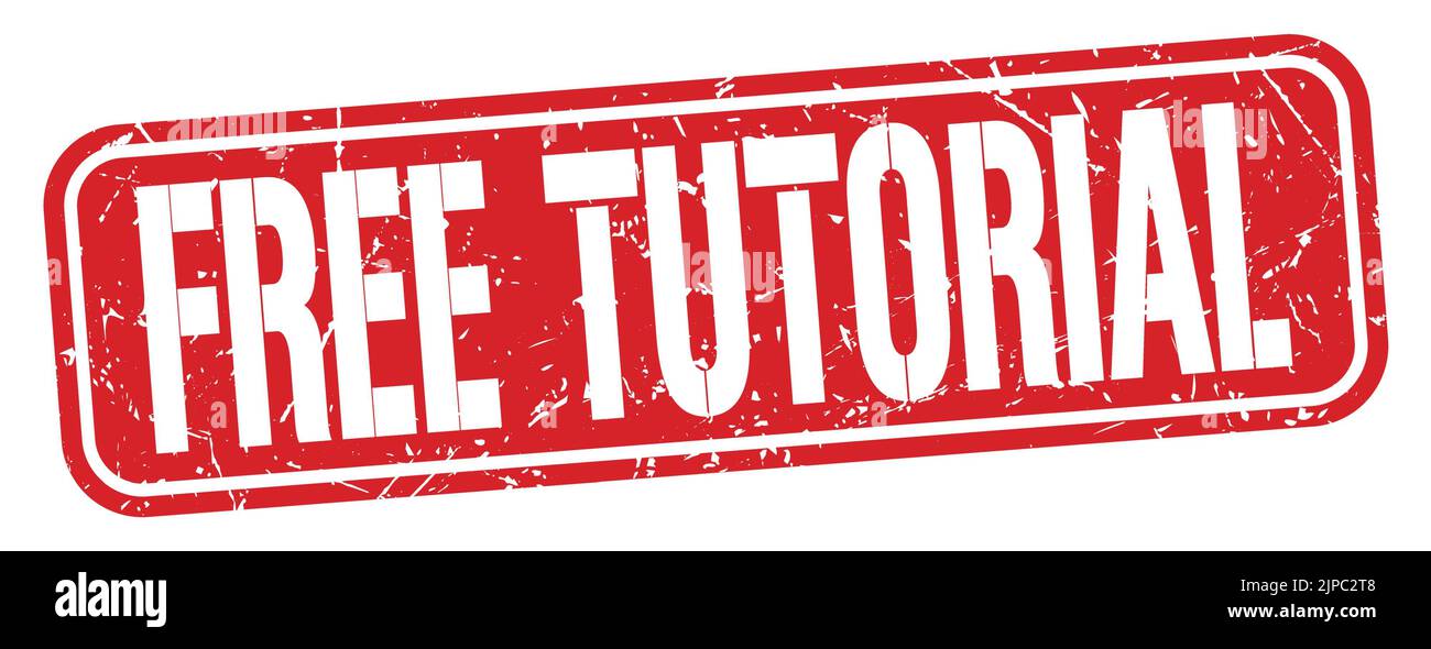 FREE TUTORIAL text written on red grungy stamp sign Stock Photo - Alamy