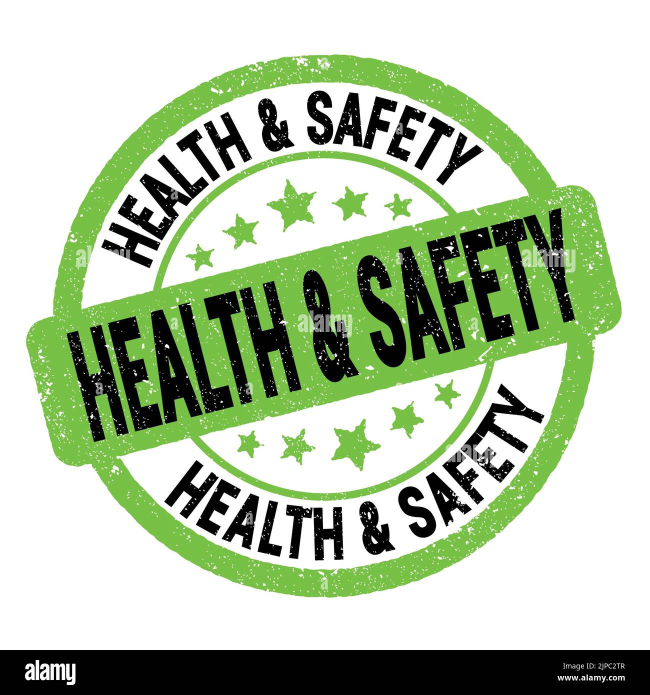 HEALTH & SAFETY text written on green-black grungy stamp sign Stock ...