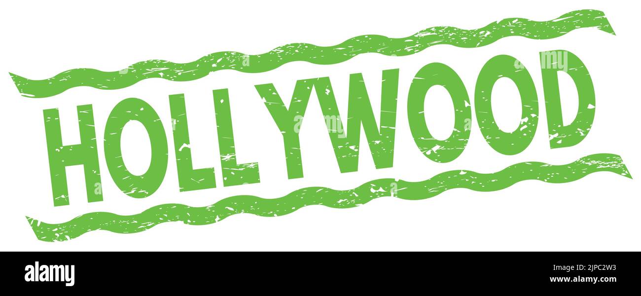 HOLLYWOOD text written on green lines stamp sign Stock Photo - Alamy