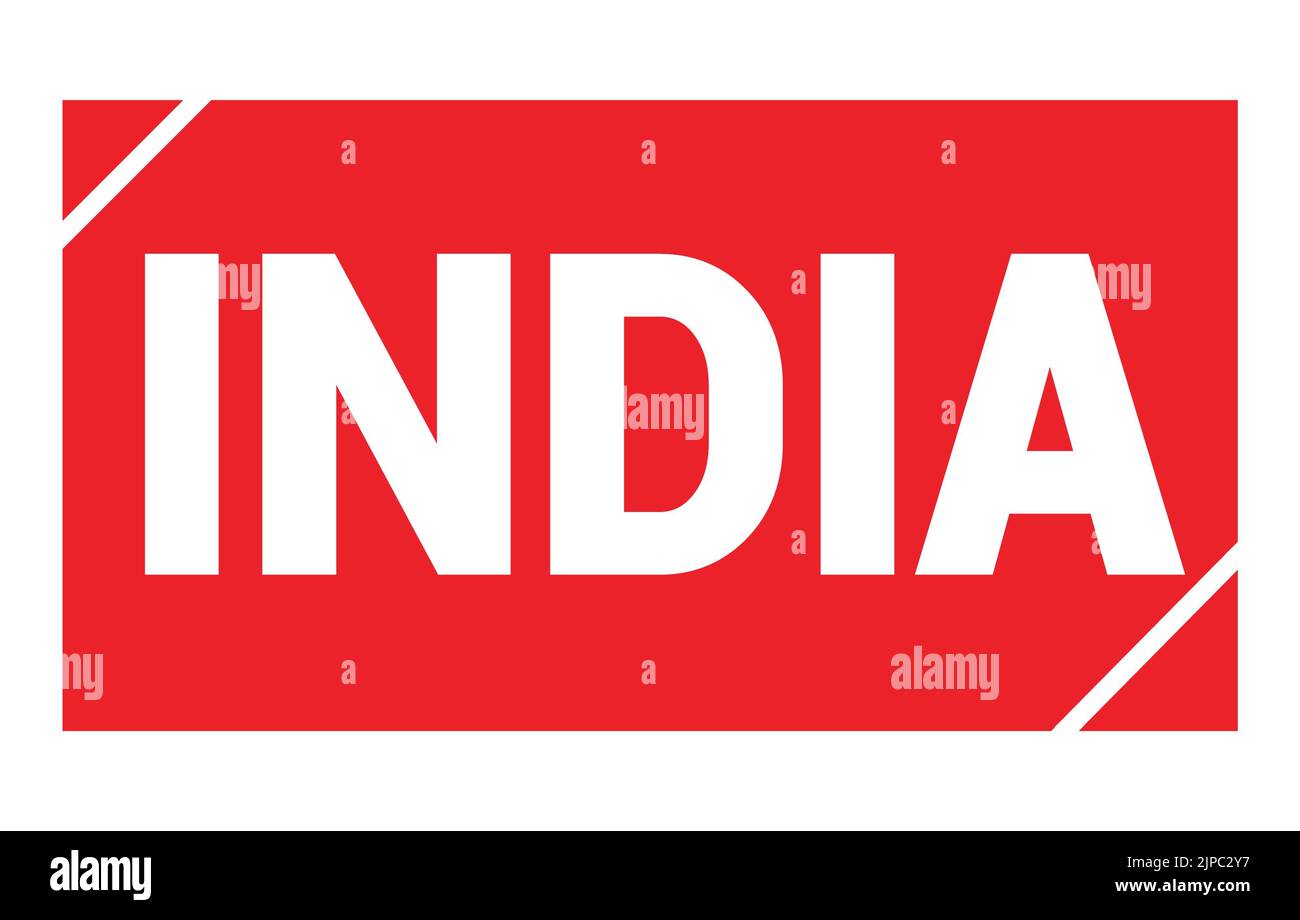INDIA text written on red rectangle stamp sign Stock Photo - Alamy