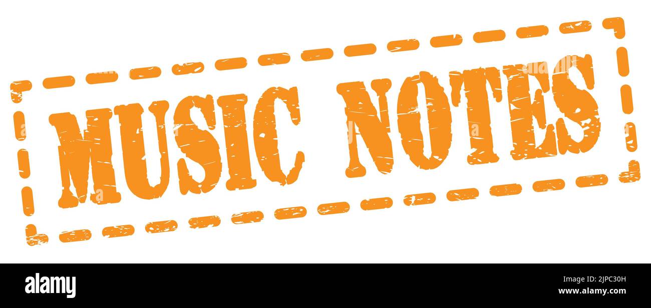 MUSIC NOTES text written on orange dash stamp sign Stock Photo - Alamy