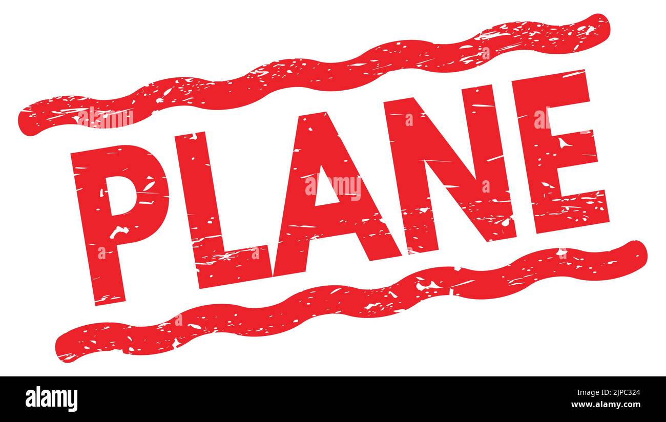 PLANE text written on red lines stamp sign Stock Photo - Alamy