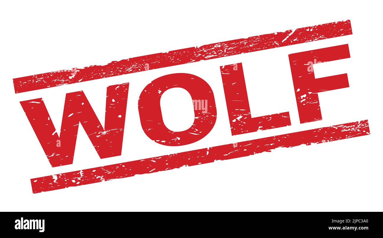 WOLF text written on red rectangle stamp sign Stock Photo - Alamy