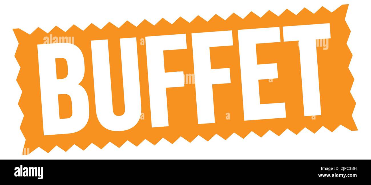 BUFFET text written on orange zig-zag stamp sign Stock Photo - Alamy