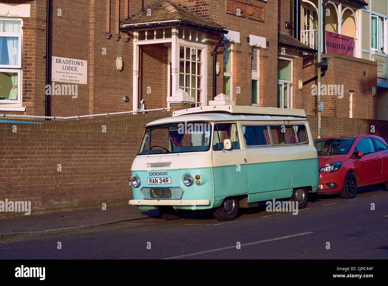 A closeup shot of an old Dodge van in Broadstairs, Thanet, Kent, UK ...