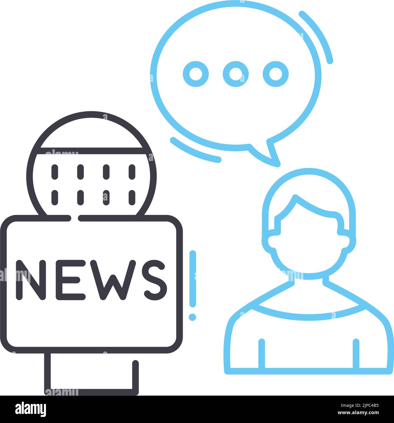media interview line icon, outline symbol, vector illustration, concept ...