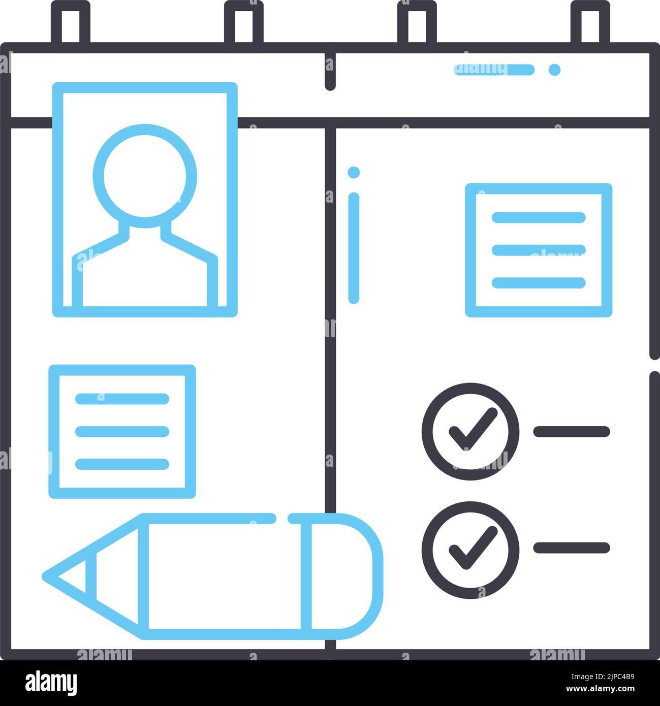 working planner line icon, outline symbol, vector illustration, concept ...