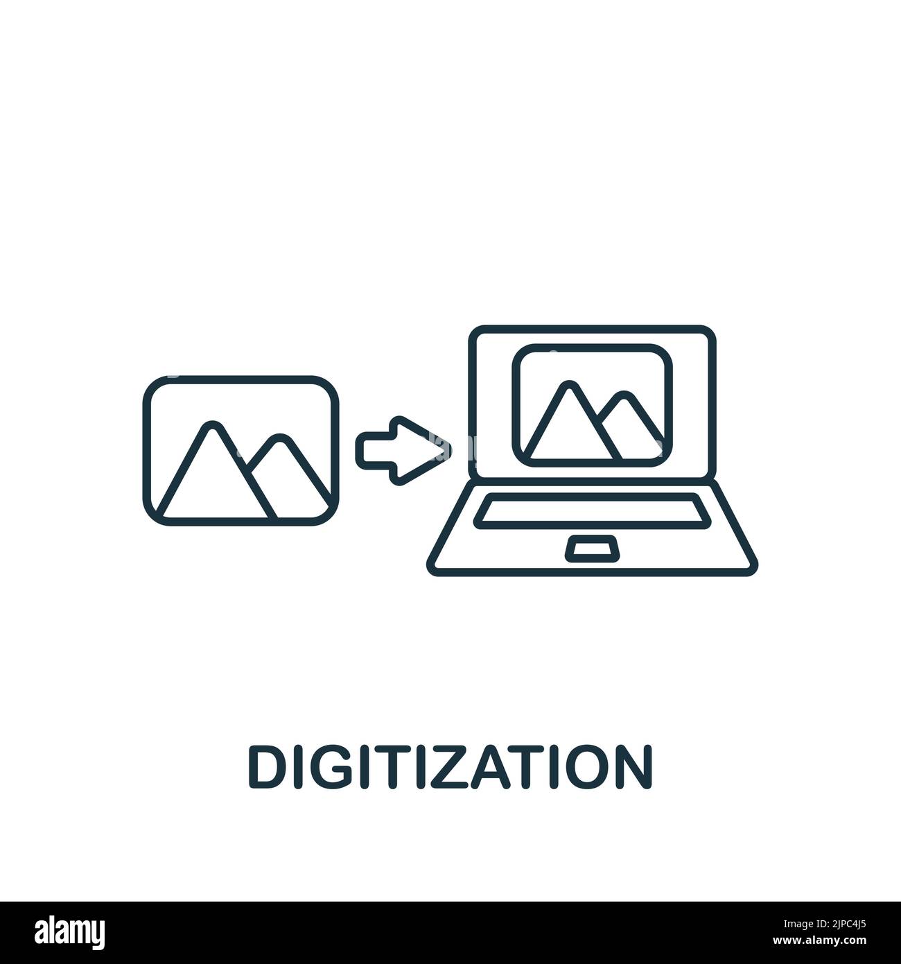 Digitization icon. Line simple Industry 4.0 icon for templates, web ...