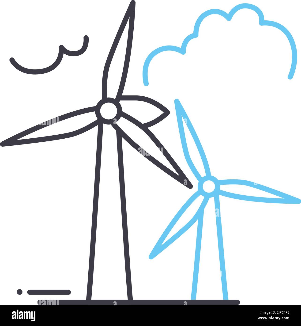 wind power line icon, outline symbol, vector illustration, concept sign ...
