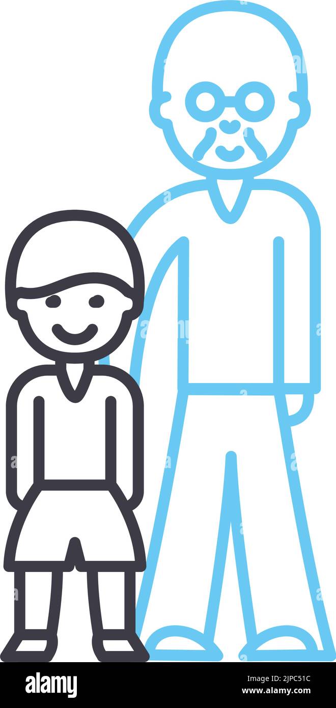granpa and granson line icon, outline symbol, vector illustration ...