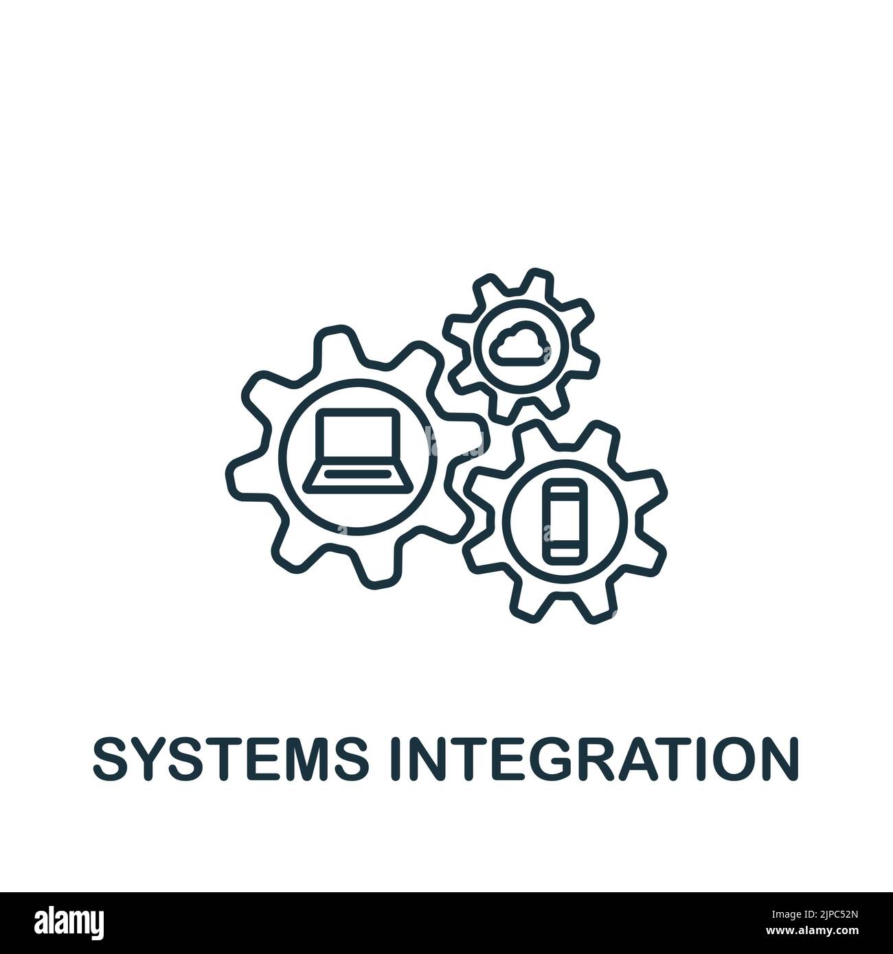 Systems Integration icon. Line simple Industry 4.0 icon for templates ...