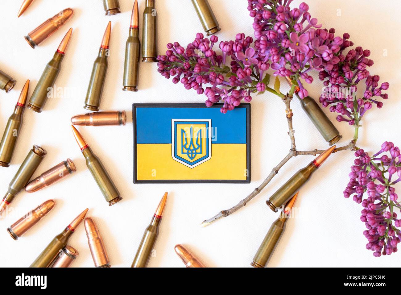 The flag of Ukraine is yellow-blue lies on a white background and ...