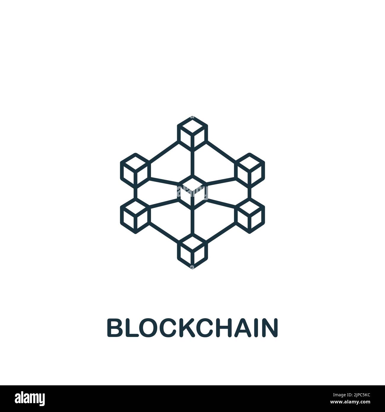 Blockchain icon. Line simple Industry 4.0 icon for templates, web ...