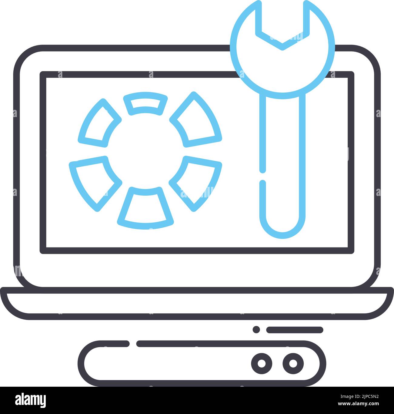 laptops repairing line icon, outline symbol, vector illustration ...