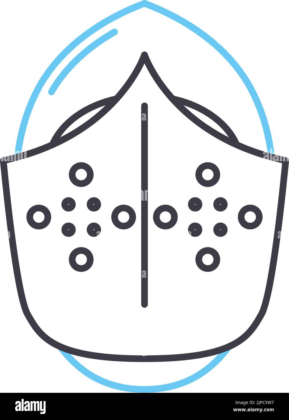 knight mask line icon, outline symbol, vector illustration, concept ...