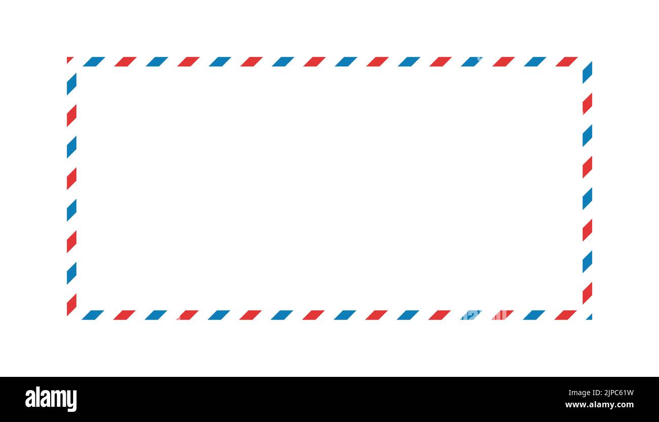 Air mail letter frame. Airmail border with red and blue stripes. Retro ...