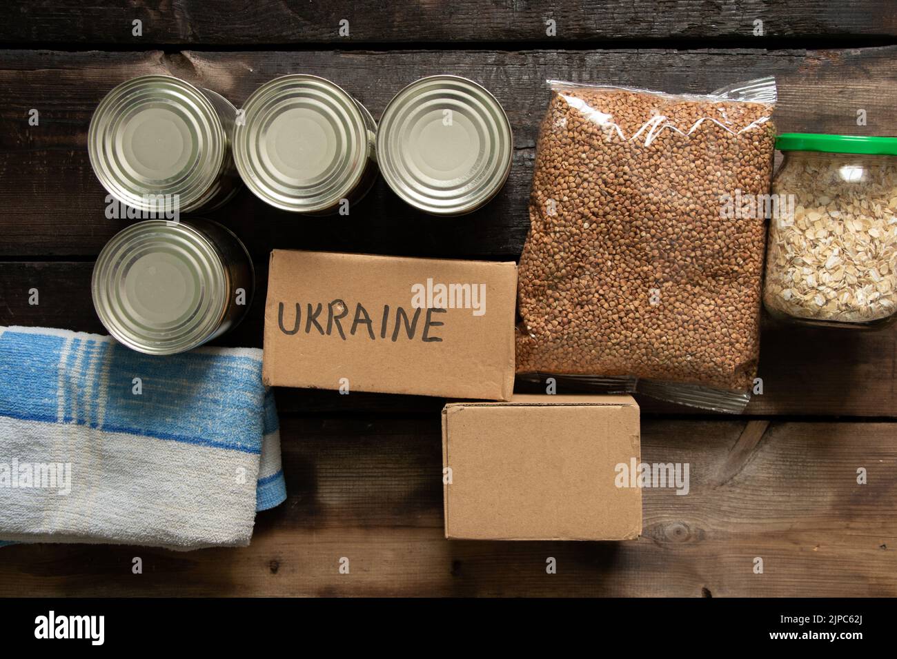 Collecting a humanitarian food set to help people who suffered during ...