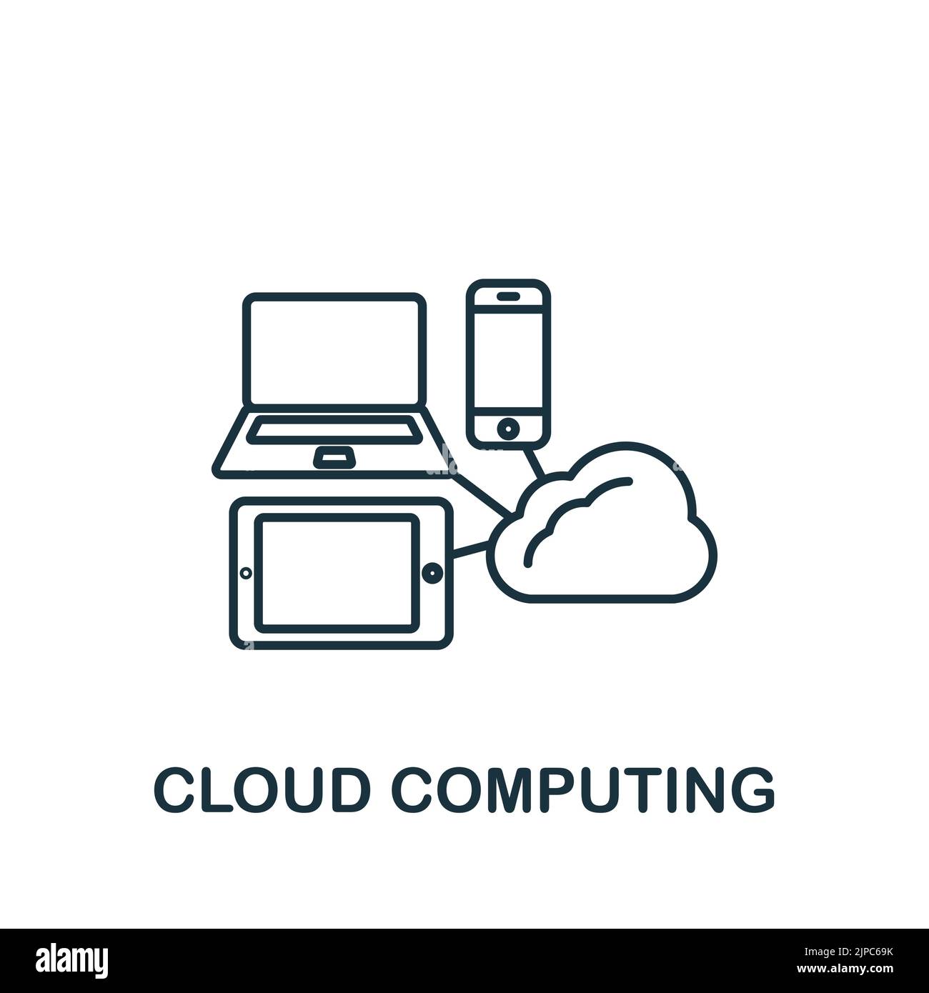 Cloud Computing icon. Line simple Industry 4.0 icon for templates, web ...