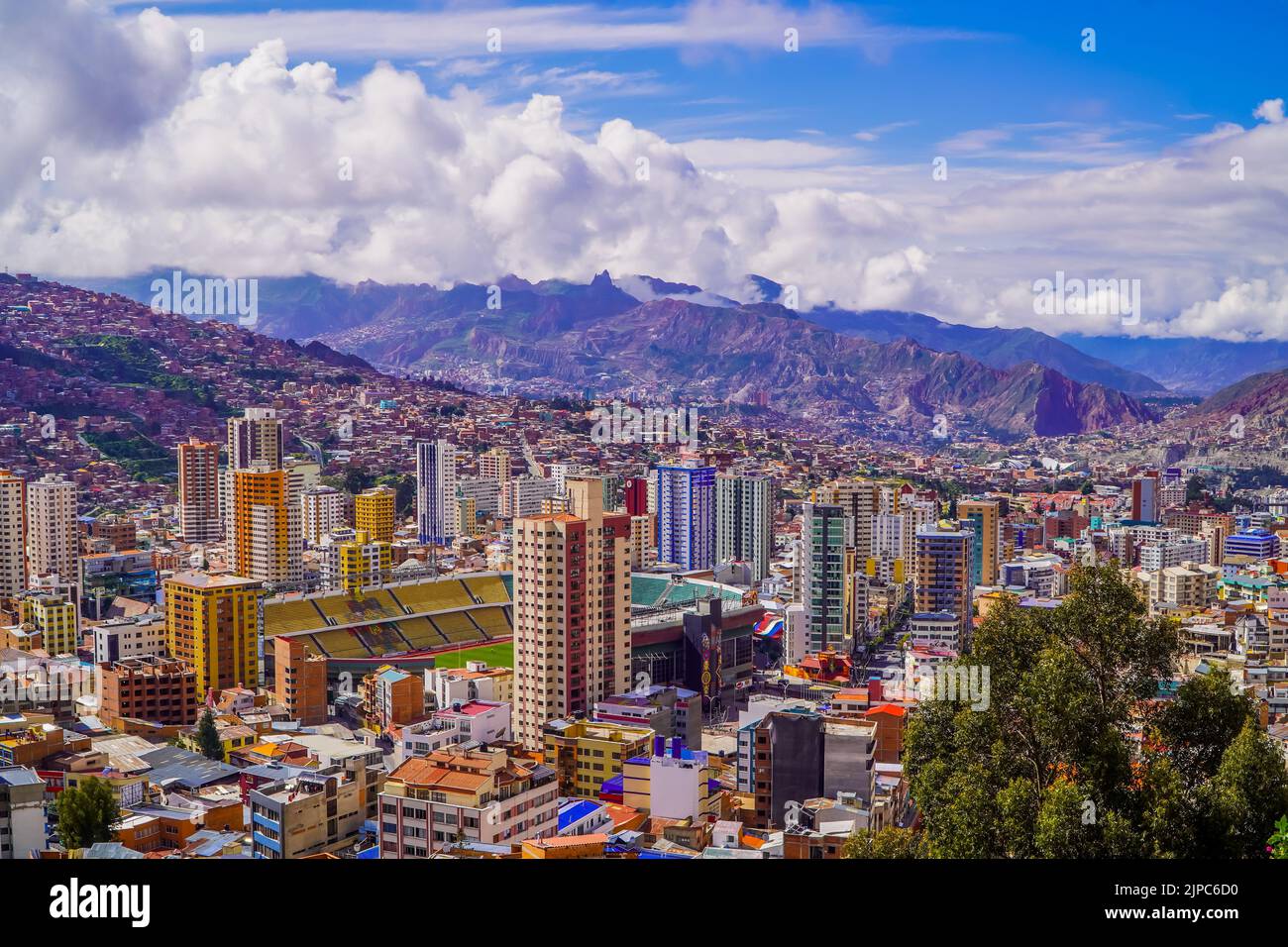 A panoramic view of highrises and shanty towns Stock Photo - Alamy