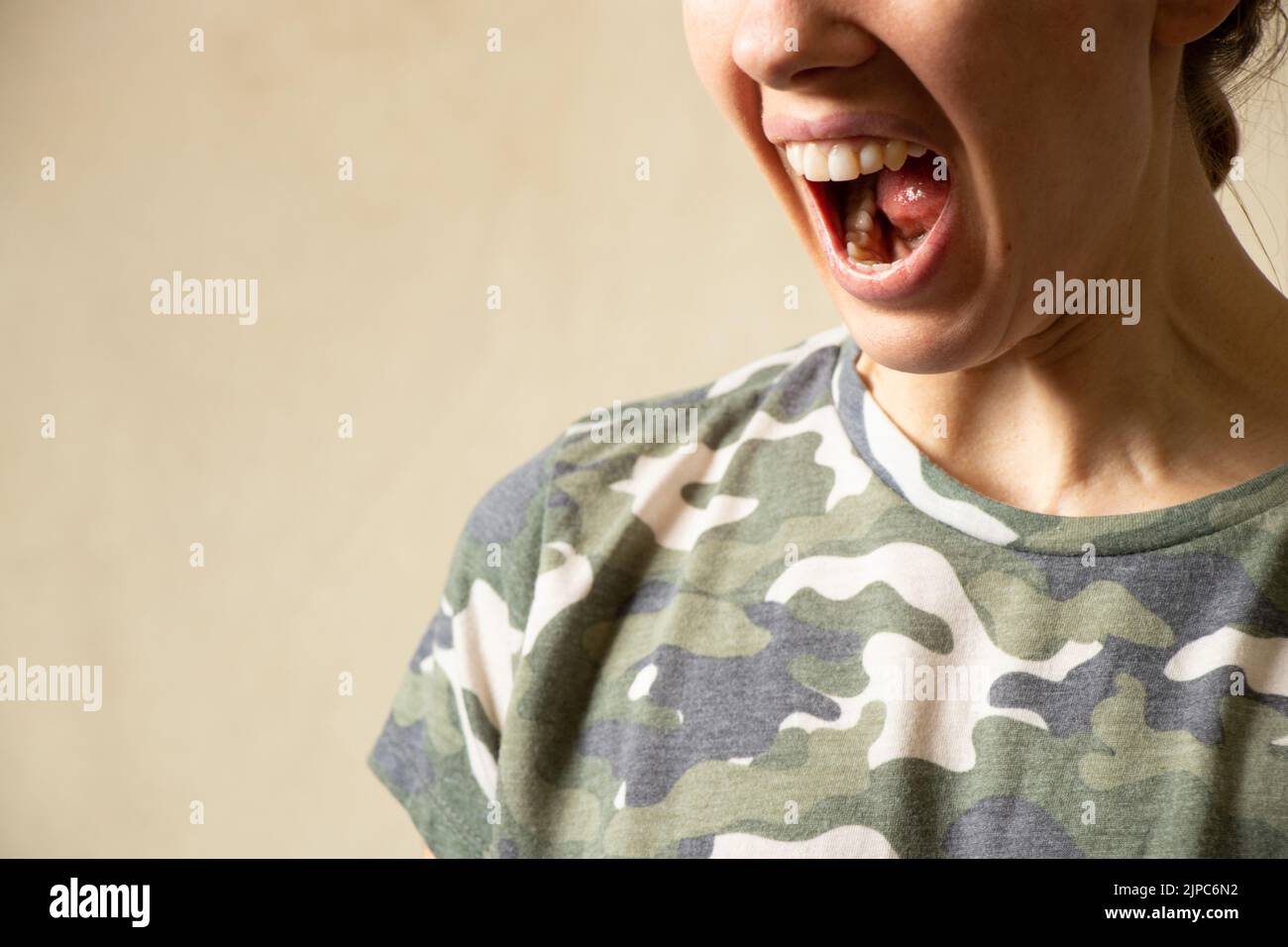 Ukrainian girl screams from anger and horror that occurs in Ukraine ...