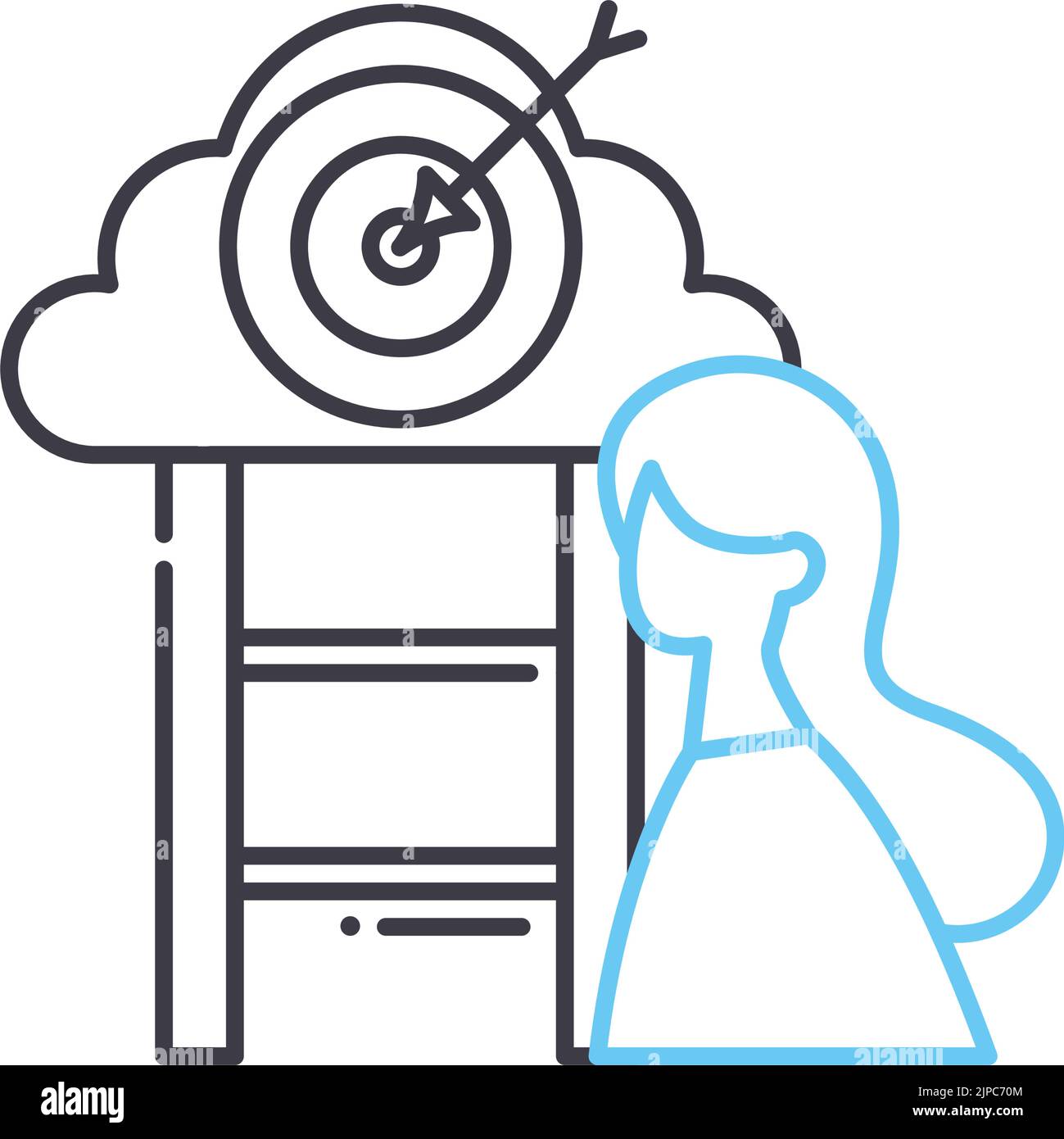 goals realization line icon, outline symbol, vector illustration ...