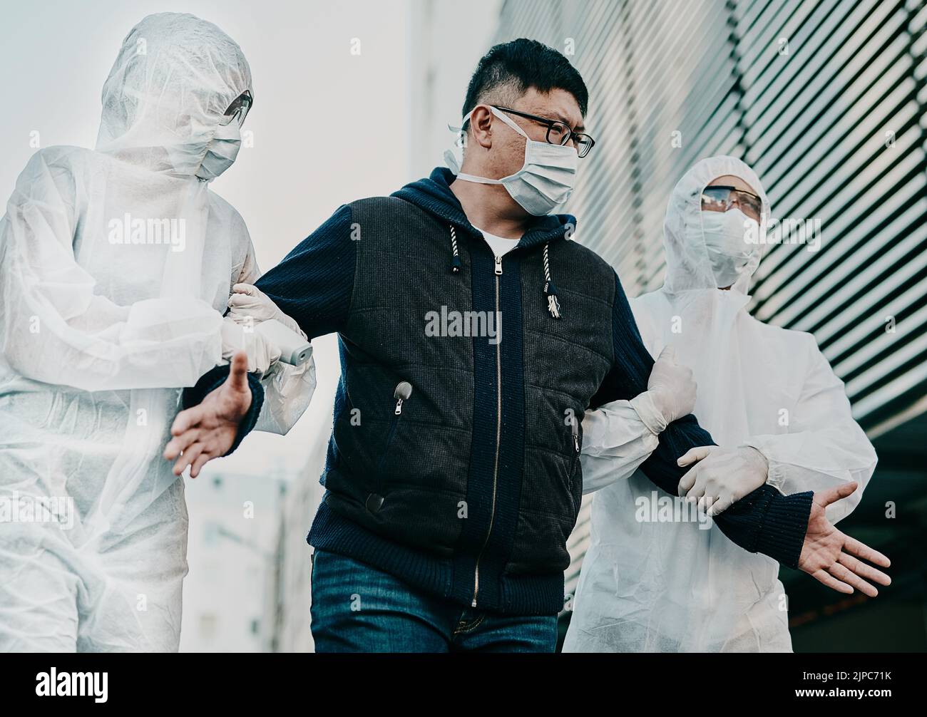 Man breaking covid regulation getting taken away or arrested by ...