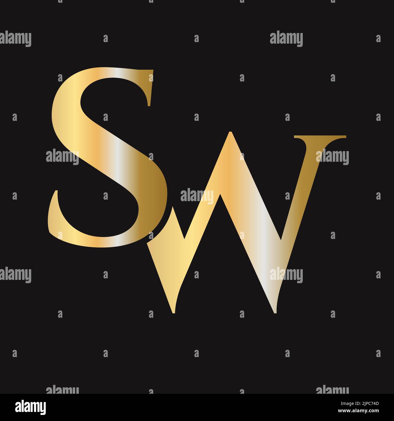 Initial letter SW, WS logo design vector template. Monogram SW logotype luxury symbol Stock ...