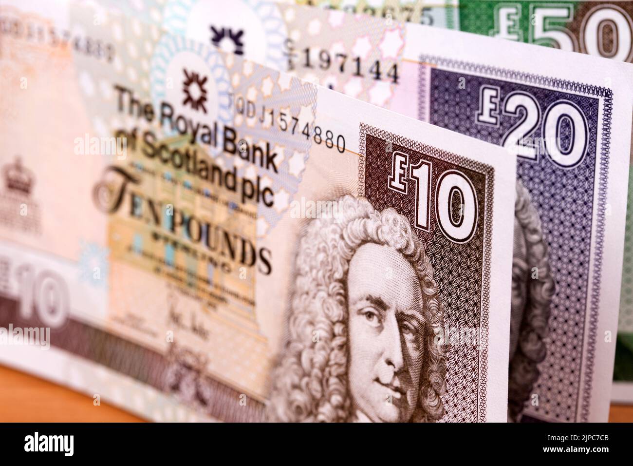 Scottish money - Pounds a business background Stock Photo - Alamy