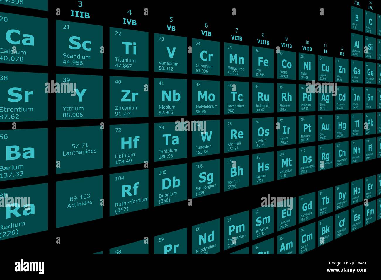 Perspective background of the periodic table of chemical elements with ...