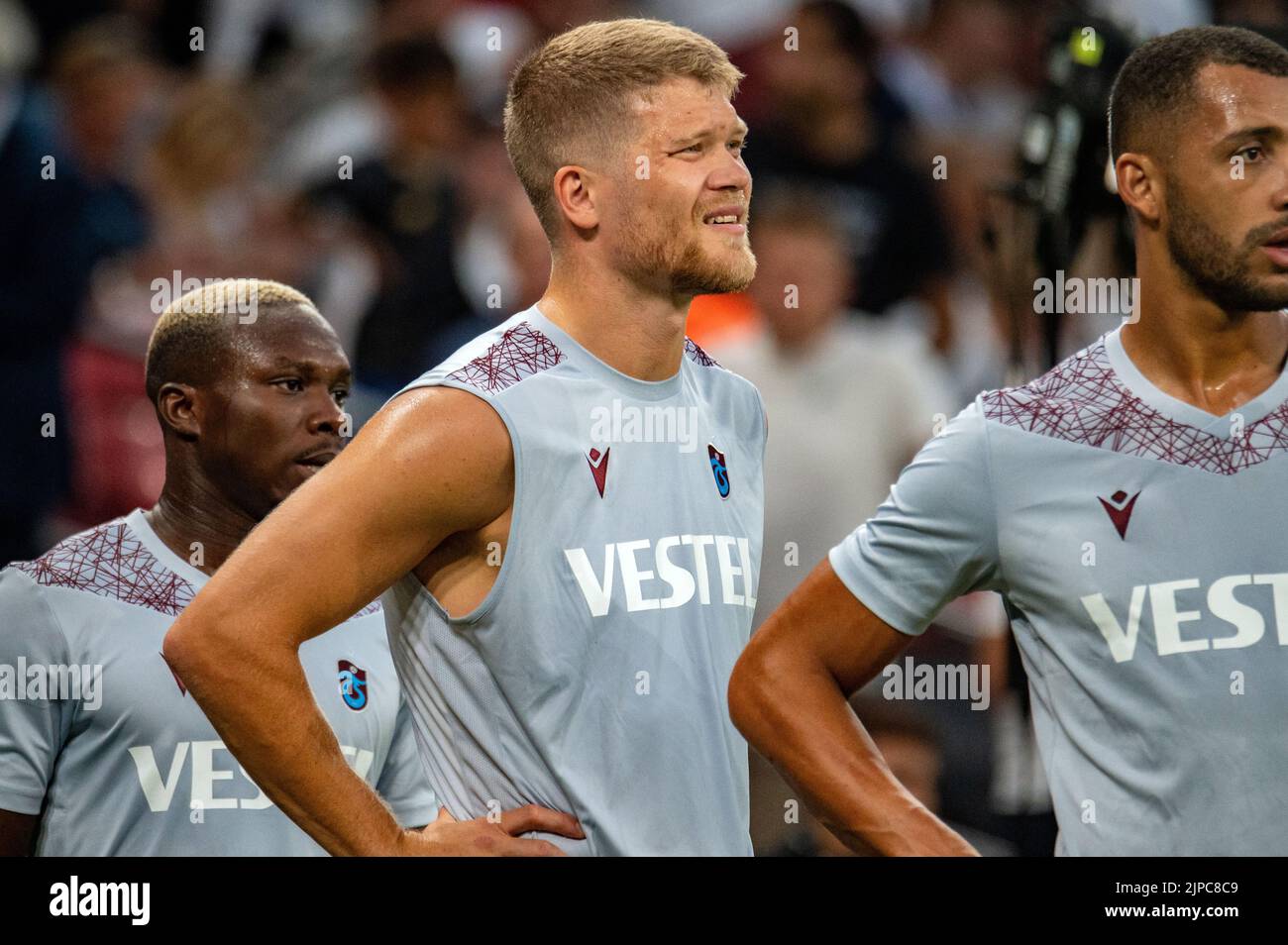 Copenhagen, Denmark. 16th Aug, 2022. Andreas Cornelius (14) of Trabzonspor is warming up before ...