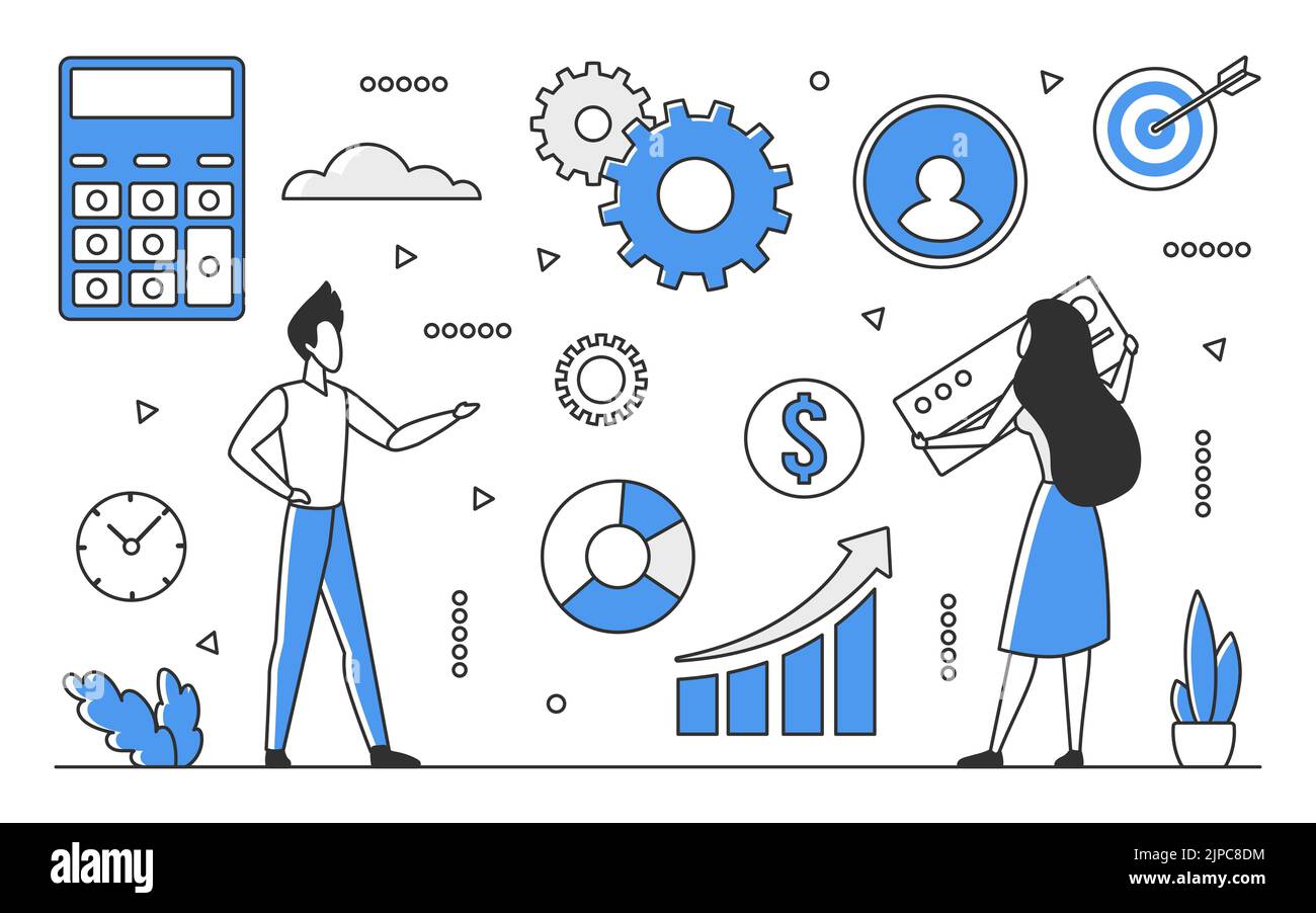 Business finance accounting team. Financial reporting and analyzing ...