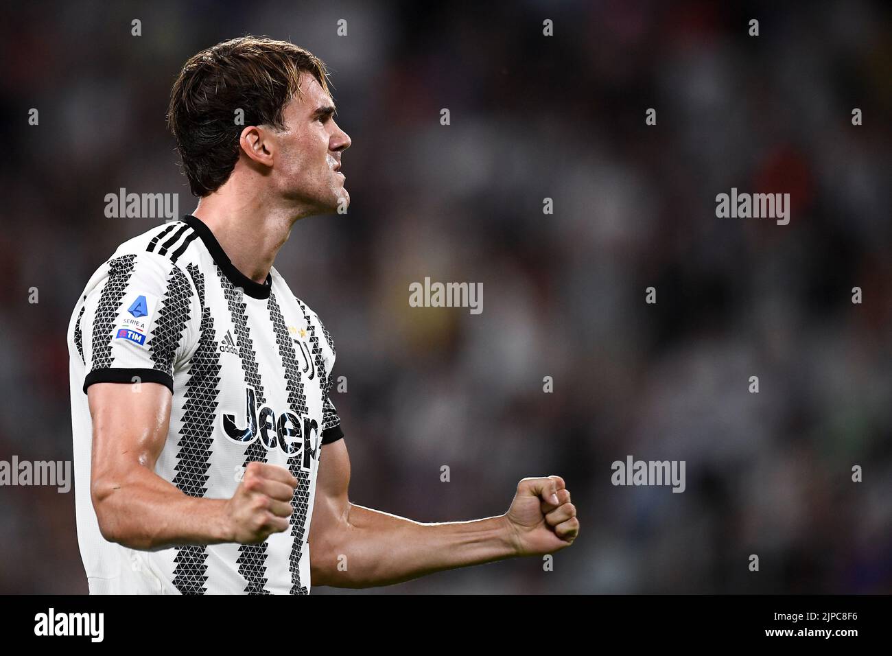 Turin Italy 15 August 2022 Dusan Vlahovic Of Juventus Fc Celebrates