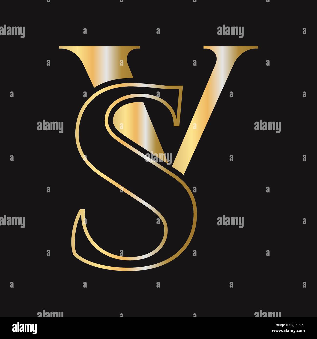 Initial letter SV, VS logo design vector template. Monogram SV logotype luxury symbol Stock ...