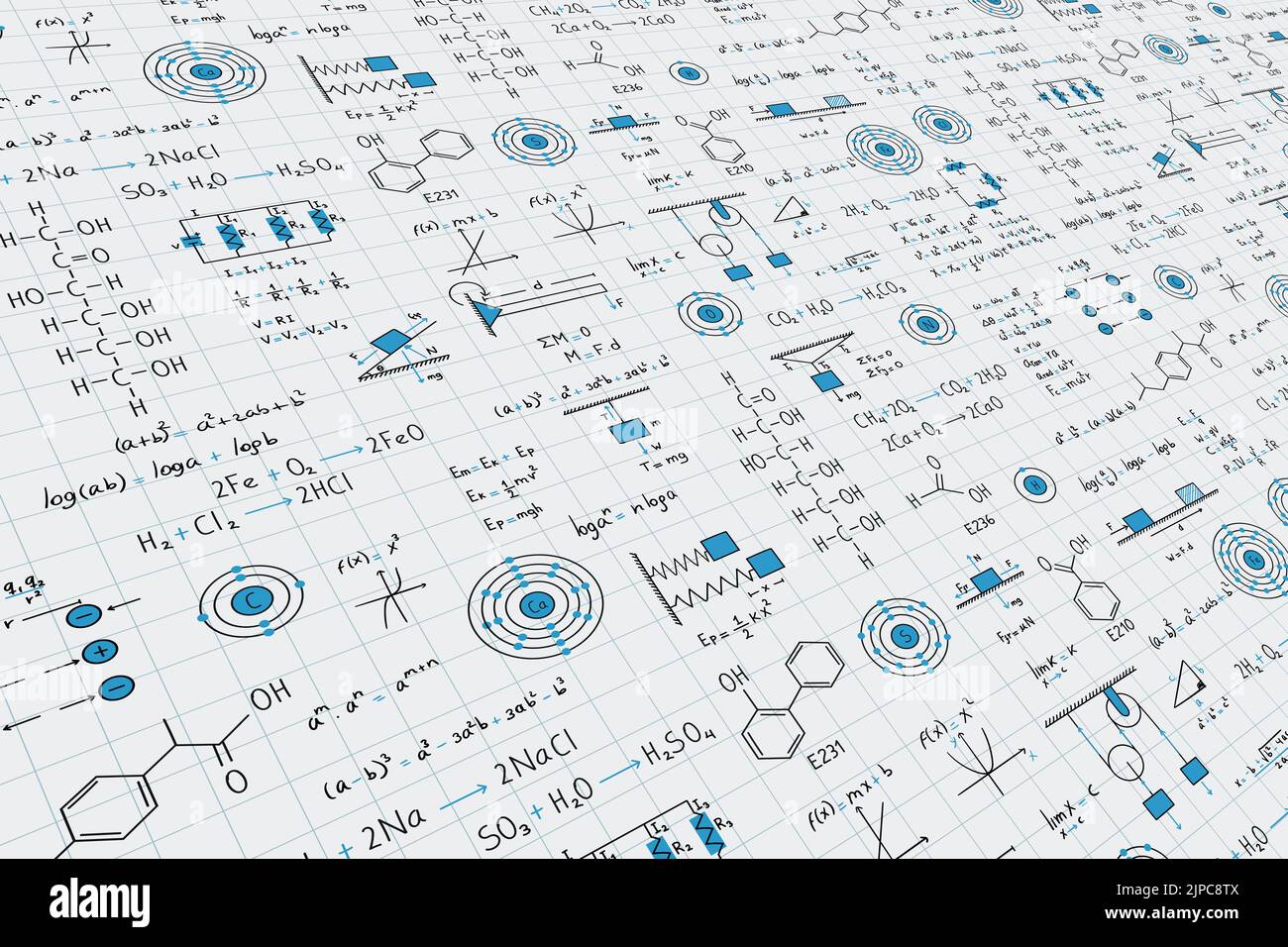 Calculus equations, algebra, organic chemistry, chemical reactions ...