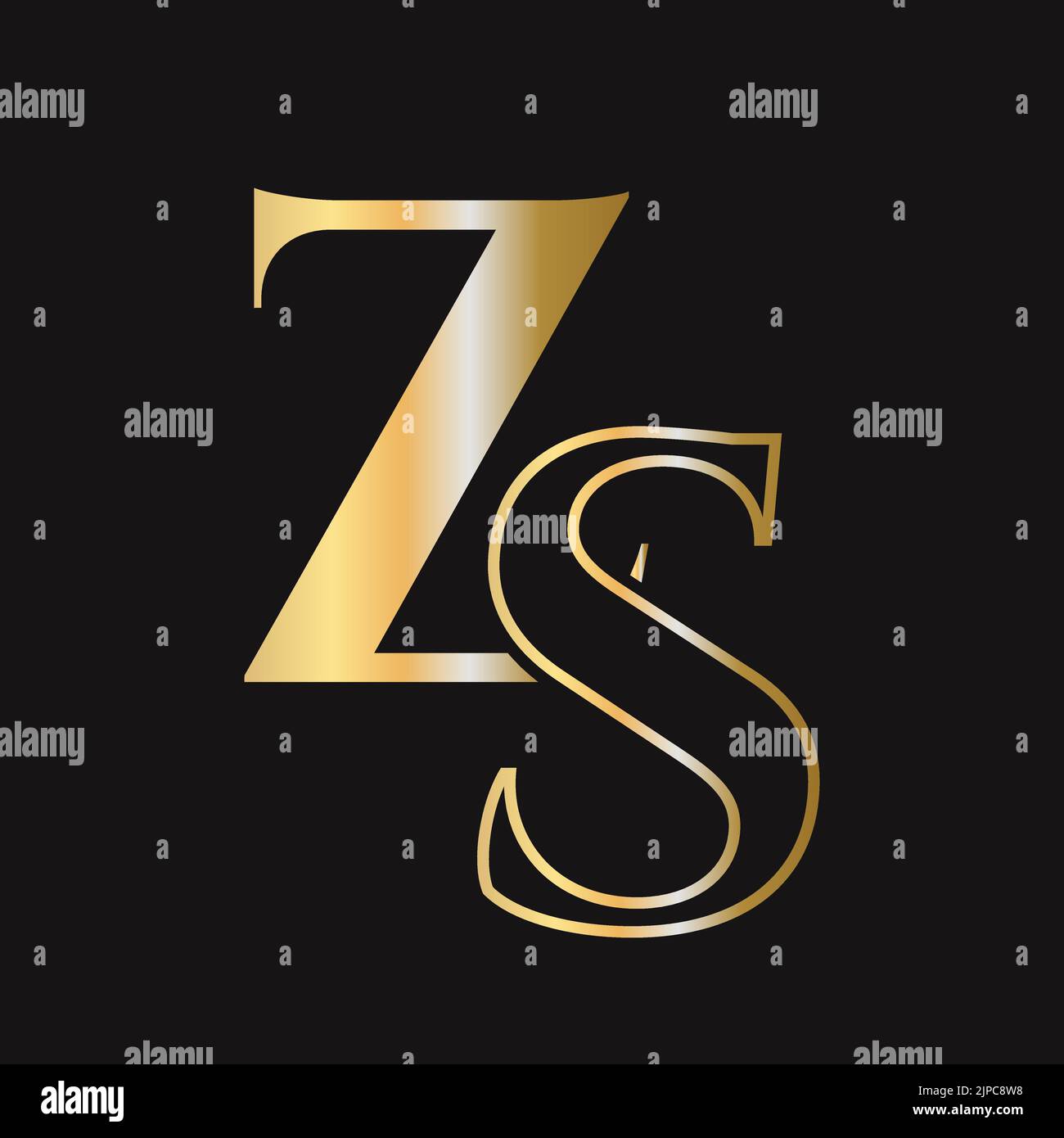 Initial letter SZ, ZS logo design vector template. Monogram SZ logotype luxury symbol Stock ...