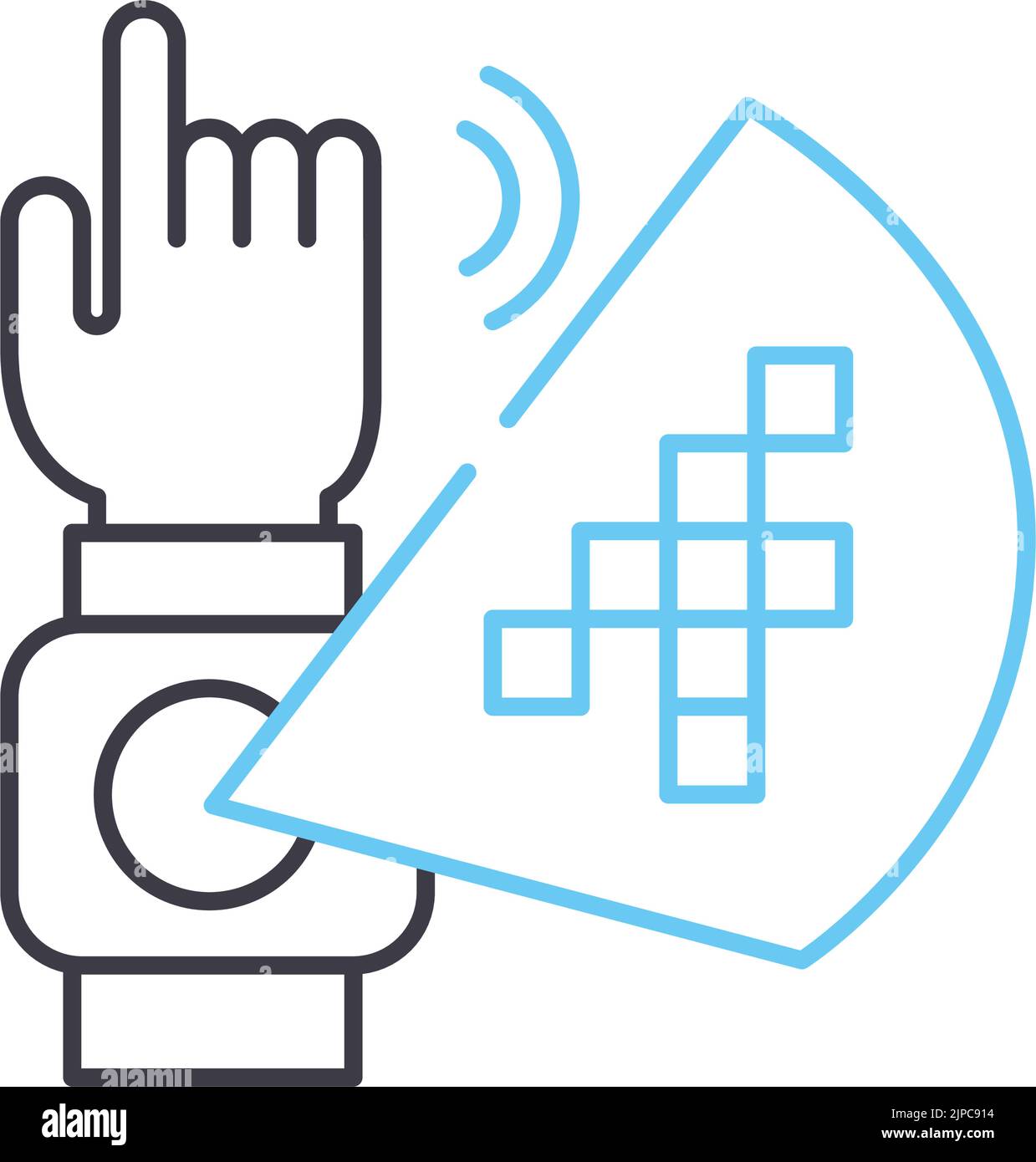 holographic communication line icon, outline symbol, vector ...