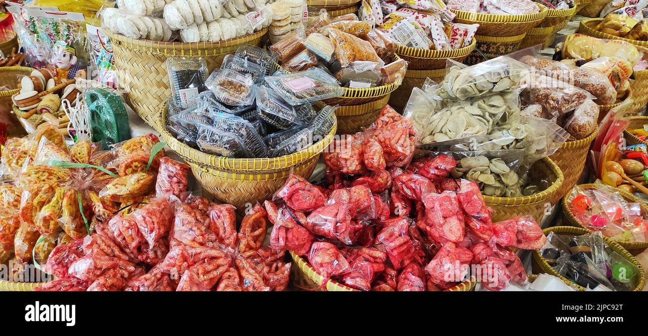 Snacks in the form of nuts, crackers, cakes, and others. Indonesian ...