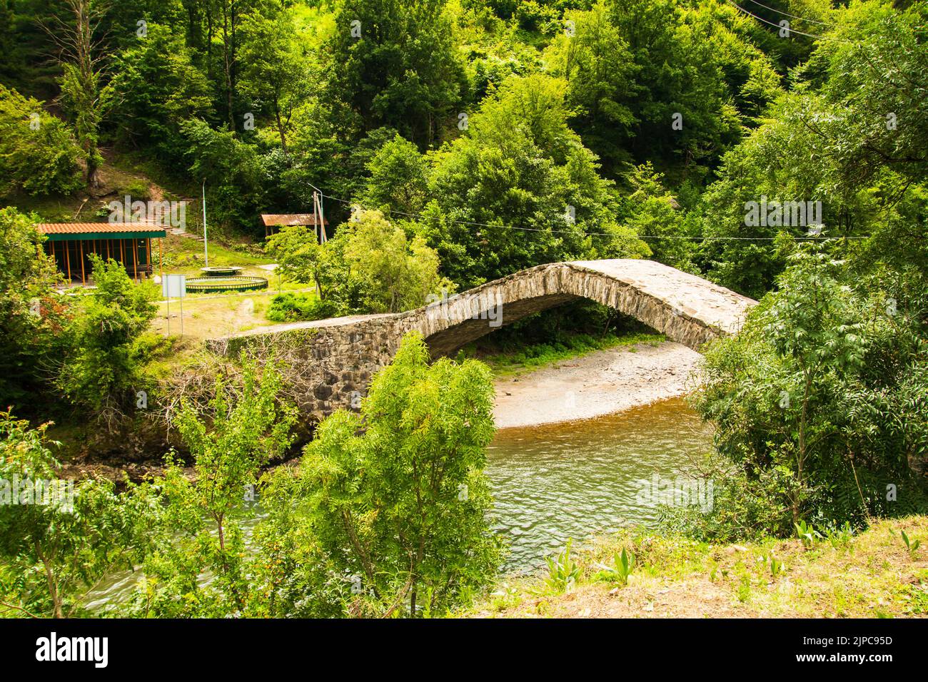 The stone arch bridge over the Ajaristskali river, Dandalo bridge ...