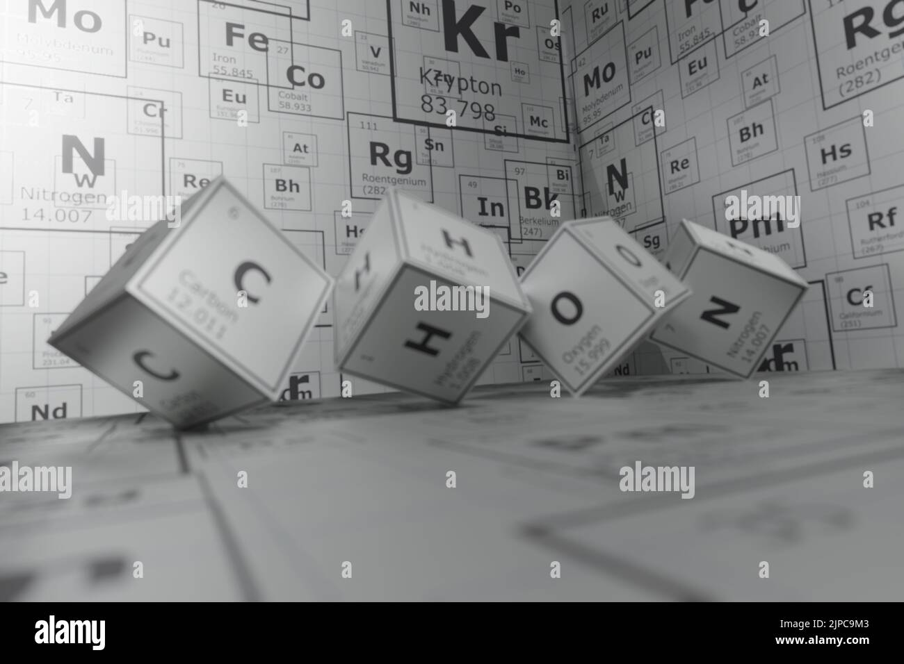 Chemistry 3d cubes background of the elements of the periodic table ...