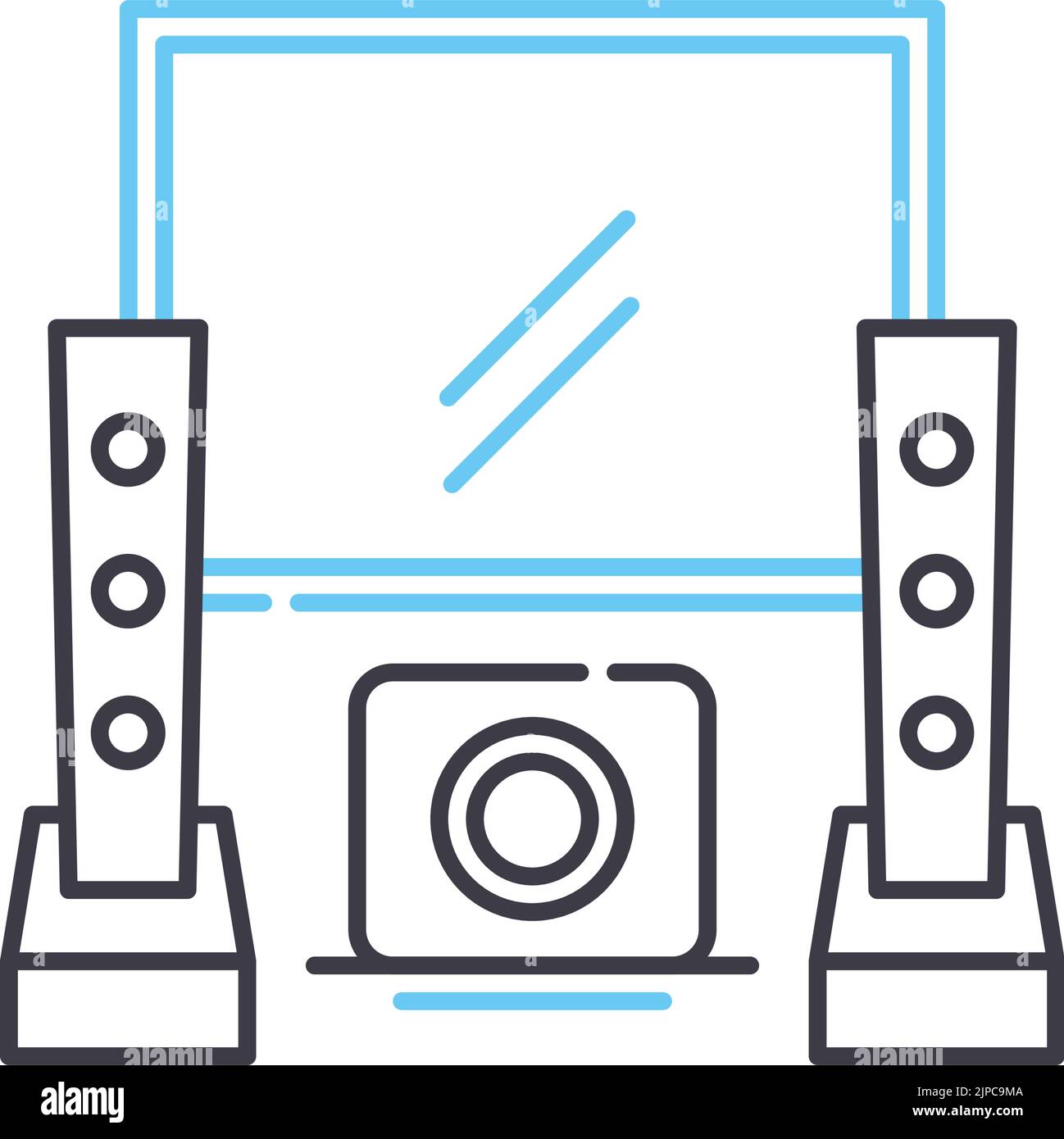 home theater line icon, outline symbol, vector illustration, concept ...