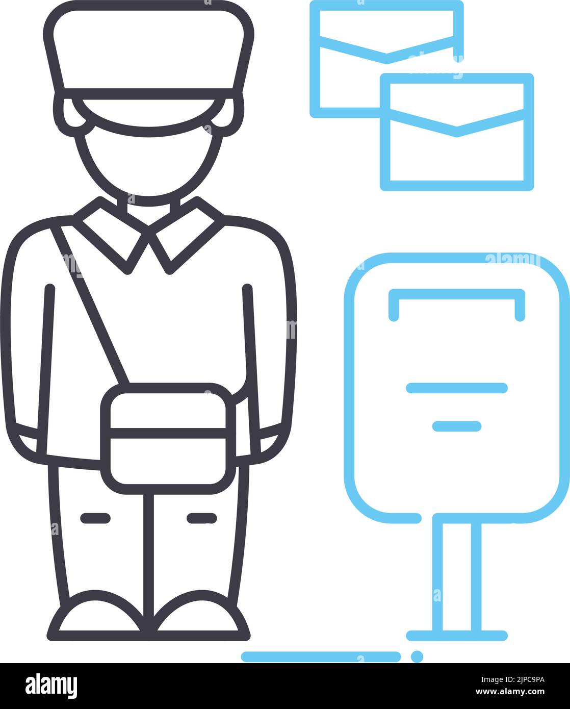 postman service line icon, outline symbol, vector illustration, concept ...