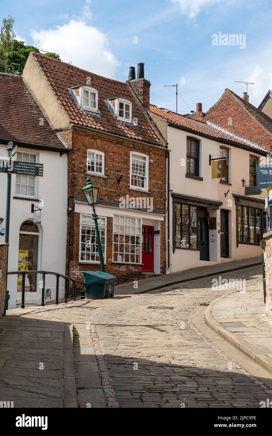 Steep Hill Lincoln city old town from Danesgate, 2022 Stock Photo - Alamy