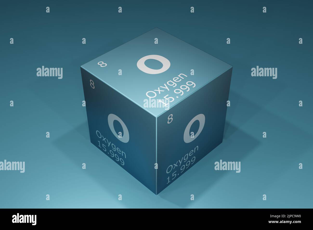 Oxygen, 3D rendering of symbols of the elements of the periodic table ...