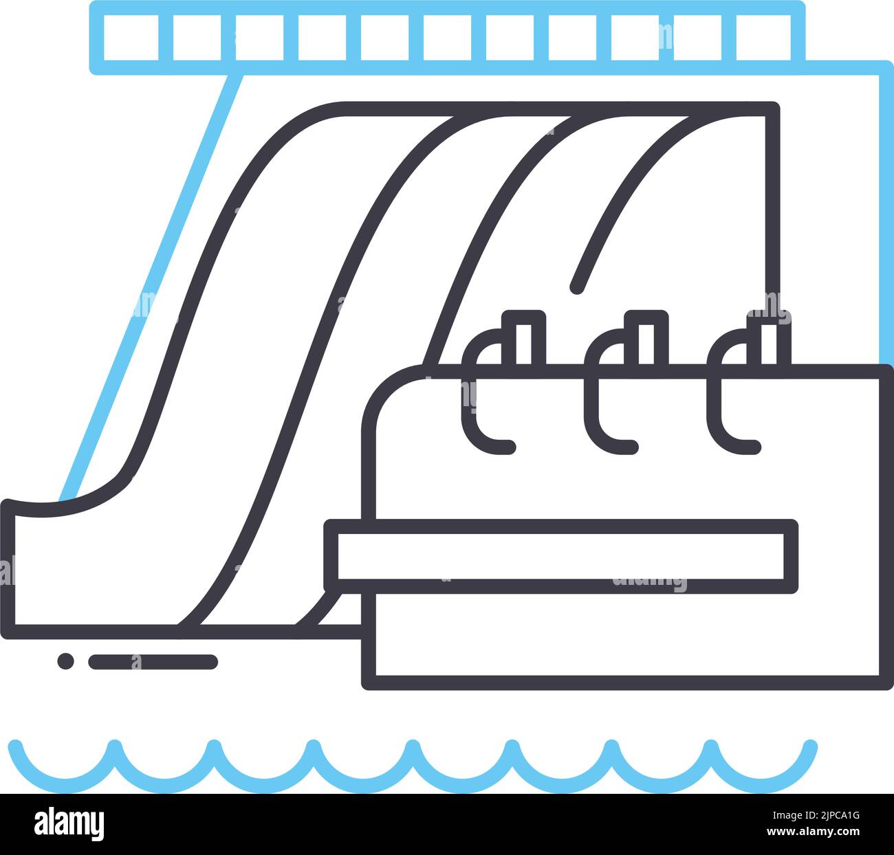 water power line icon, outline symbol, vector illustration, concept ...