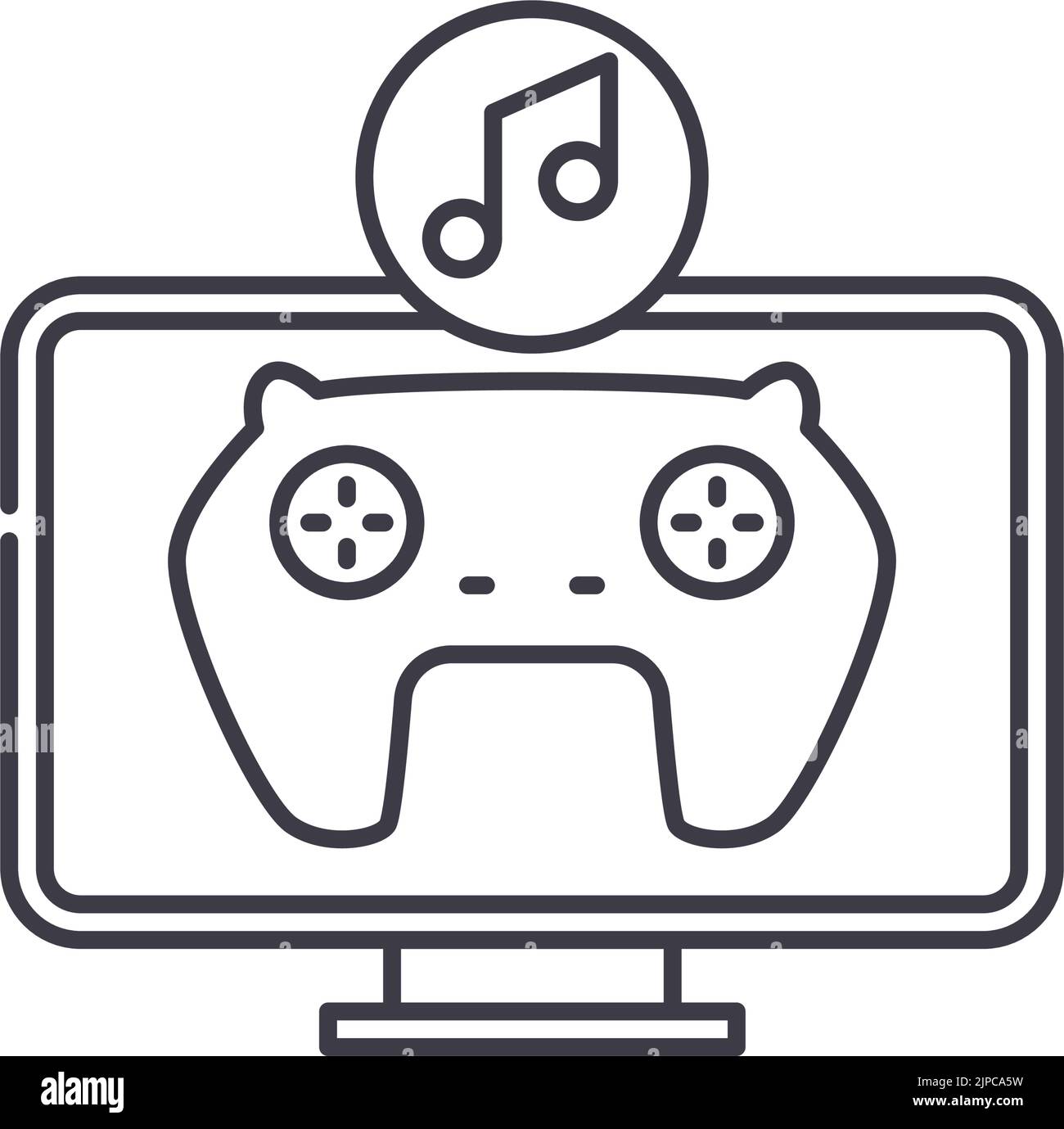 musical wave line icon, outline symbol, vector illustration, concept ...