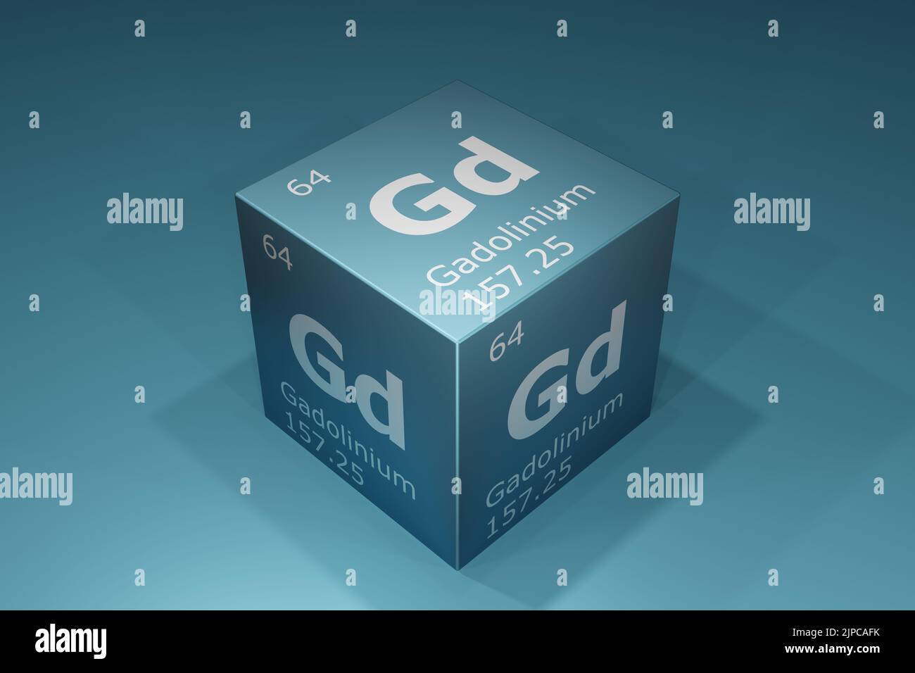 Gadolinium, 3D rendering of symbols of the elements of the periodic ...