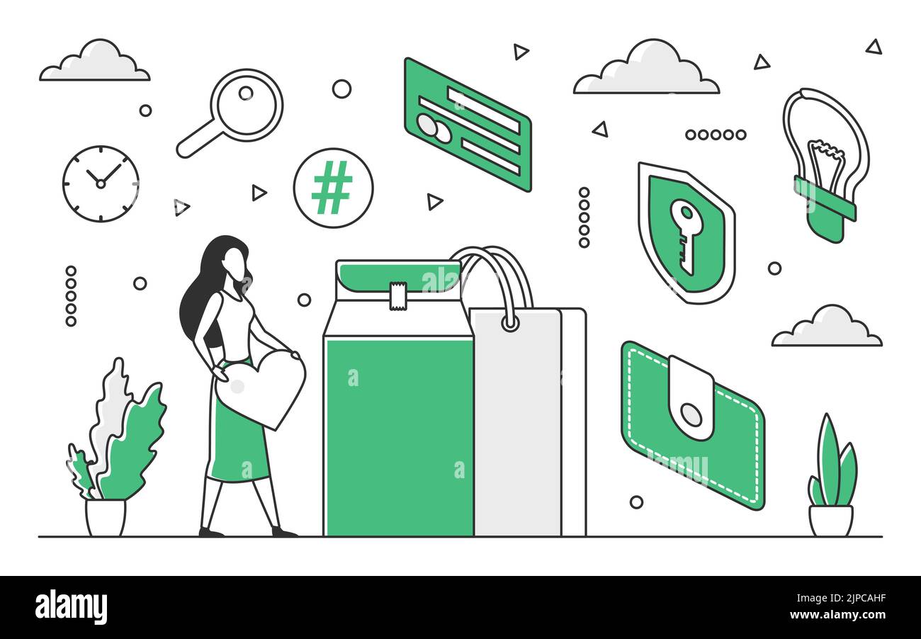 Online shopping commerce. Digital purchasing service, order on ...