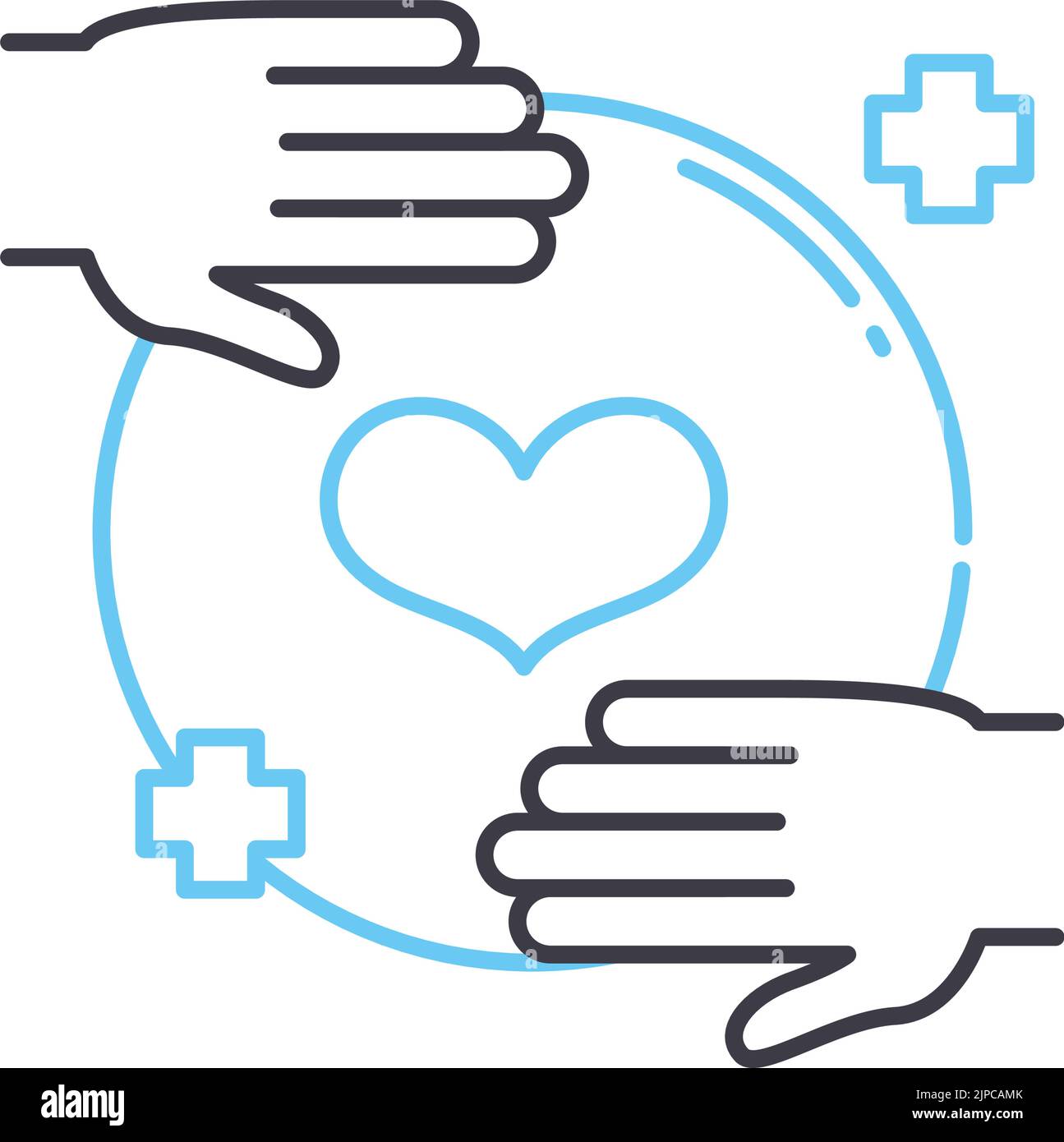 volunteers support care line icon, outline symbol, vector illustration ...