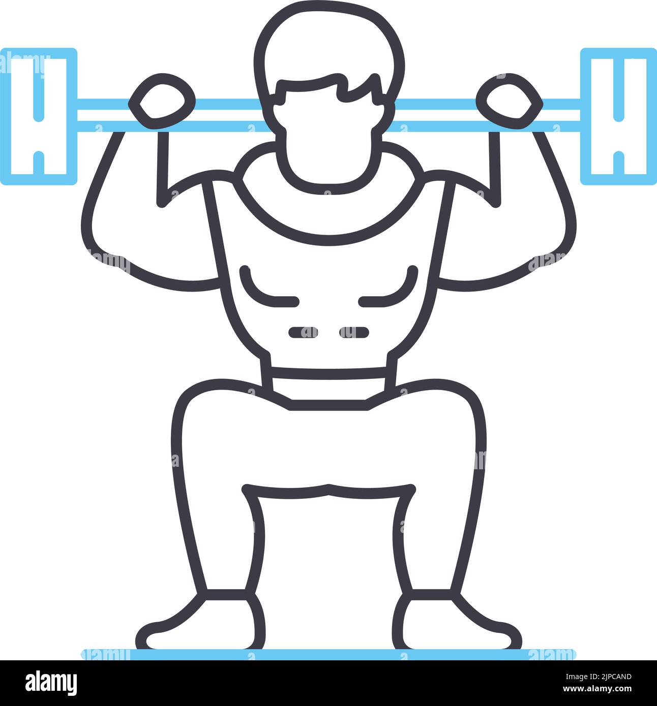 weight lifting line icon, outline symbol, vector illustration, concept ...
